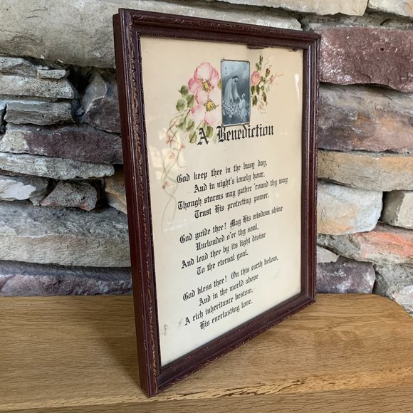 Vintage | Art | Vtg A Benediction Prayer Watercolor Floral Jesus ...